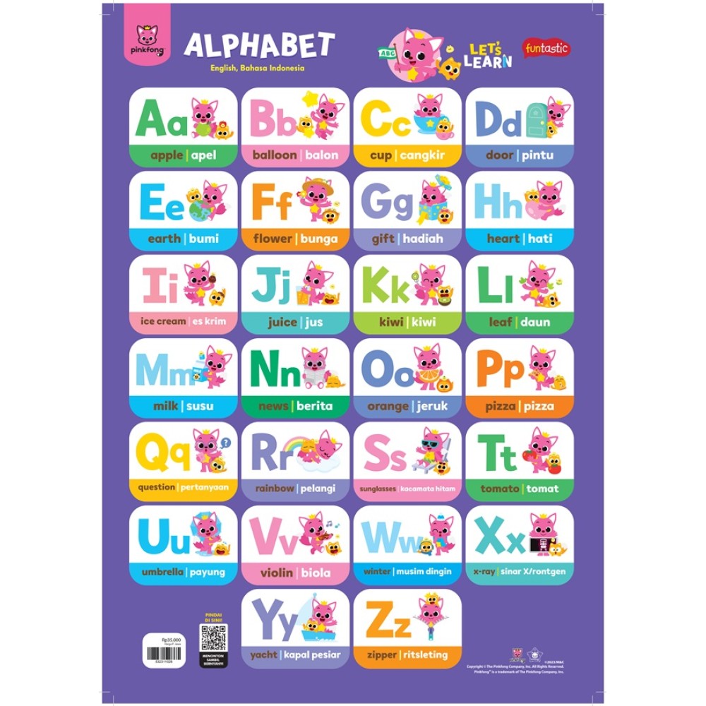 Poster Pinkfong - Alphabet (Bahasa Indonesia-Inggris)