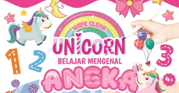 Opredo Wipe Clean Unicorn - Belajar Mengenal Angka